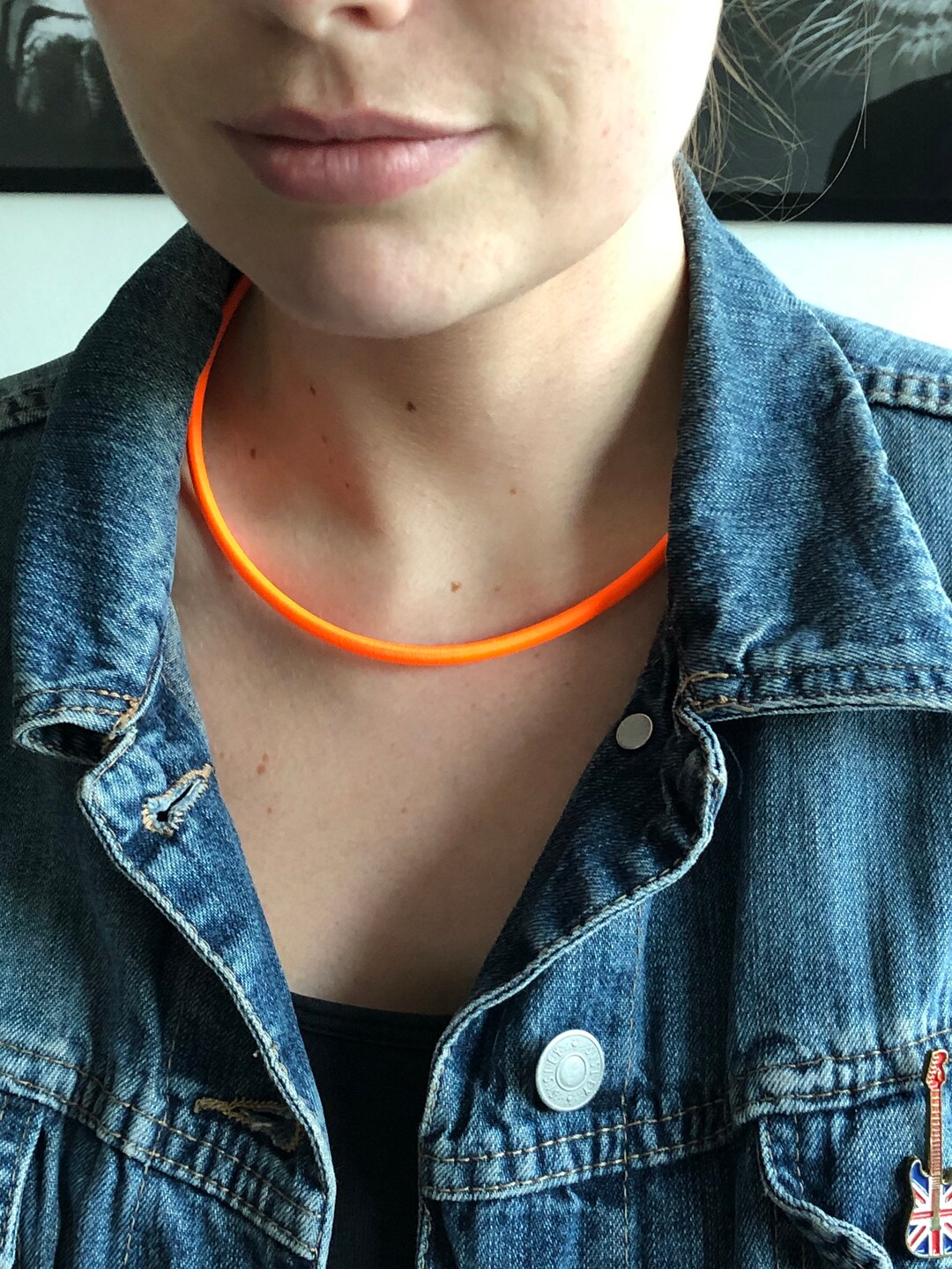 Neon Orange Necklace Choker Necklace Shock Cord Necklace Etsy