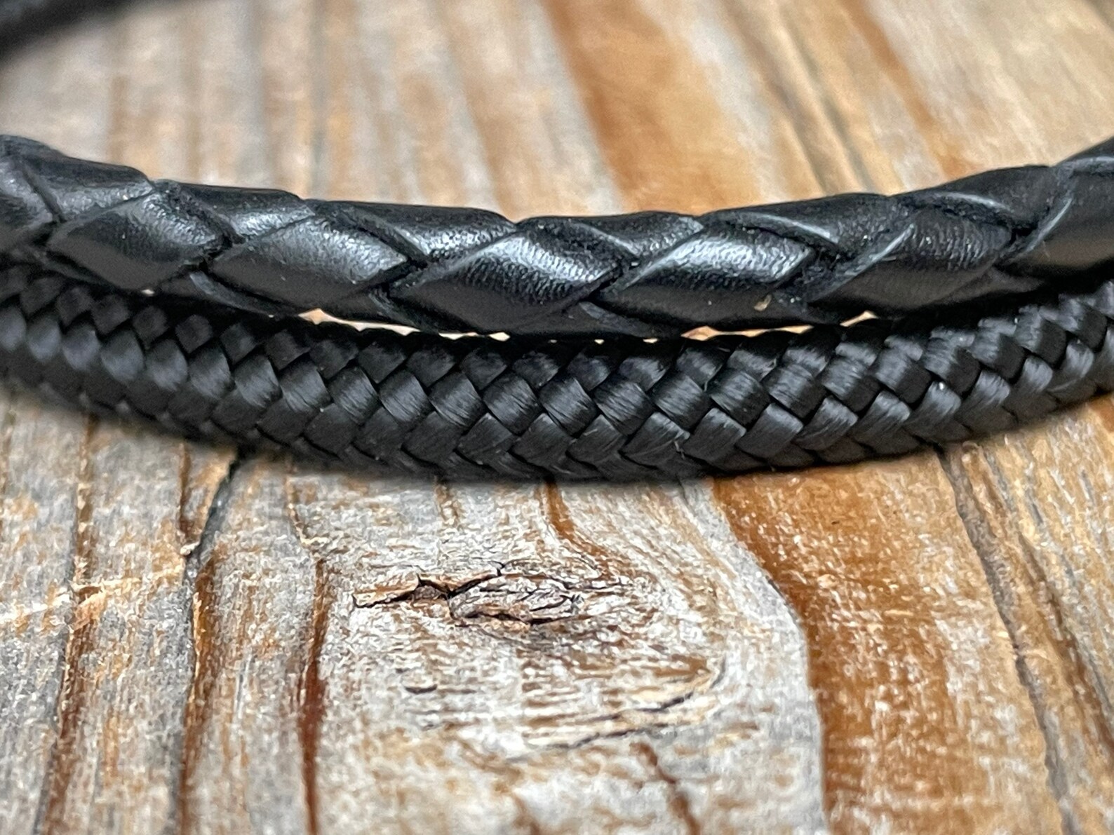 Black Leather Bracelet Men Stacking Bracelet Paracord and - Etsy