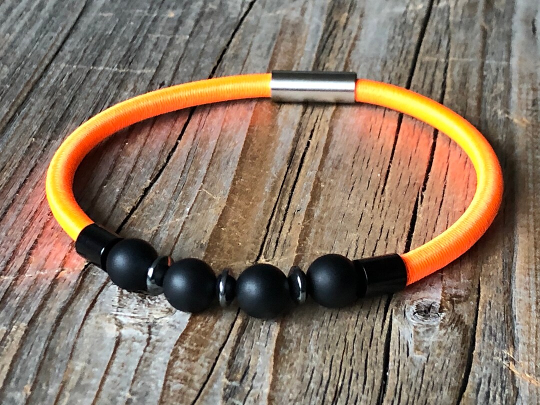 Neon Orange Bracelet, Shock Cord Bracelet, Bungee Jump Cord Bracelet ...
