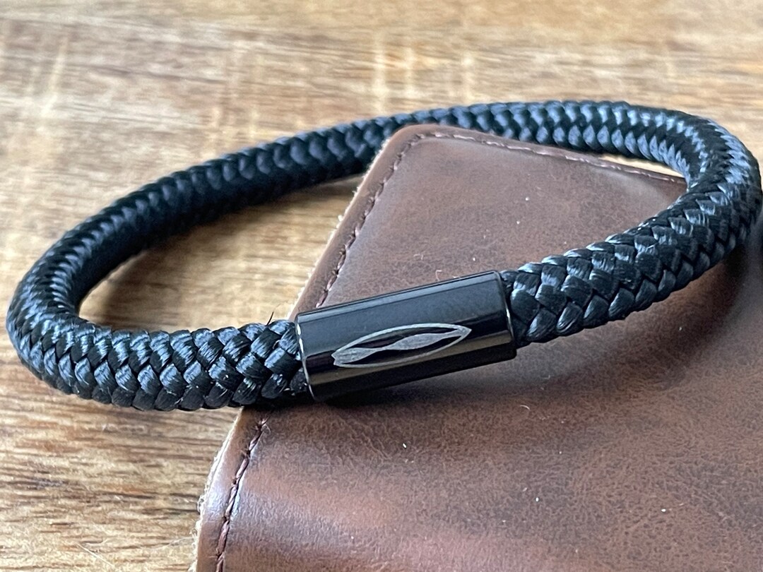 Surf Bracelet, Black Bracelet With Surfboard, Surf Jewelry, Surf Lover ...