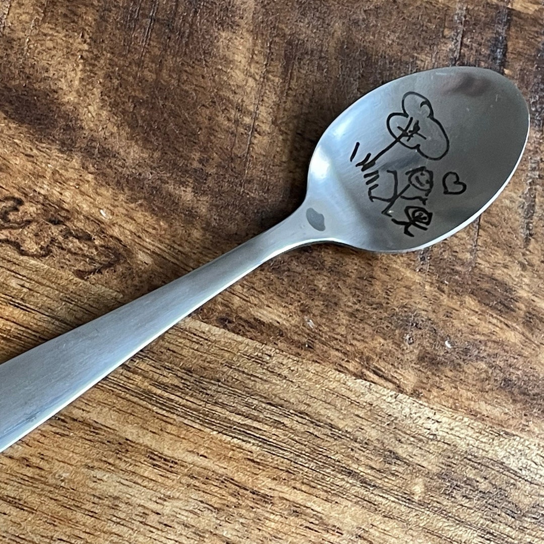 Engraved Drawing Spoon, Engraved Handwritten Spoon, Spoon With Own Text ...