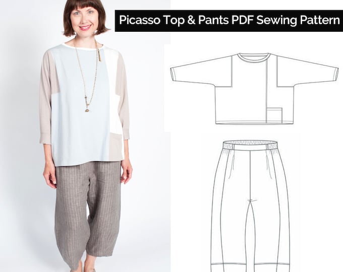 The Sewing Workshop PDF Sewing Pattern - Picasso Top and Pants. Sizes ...