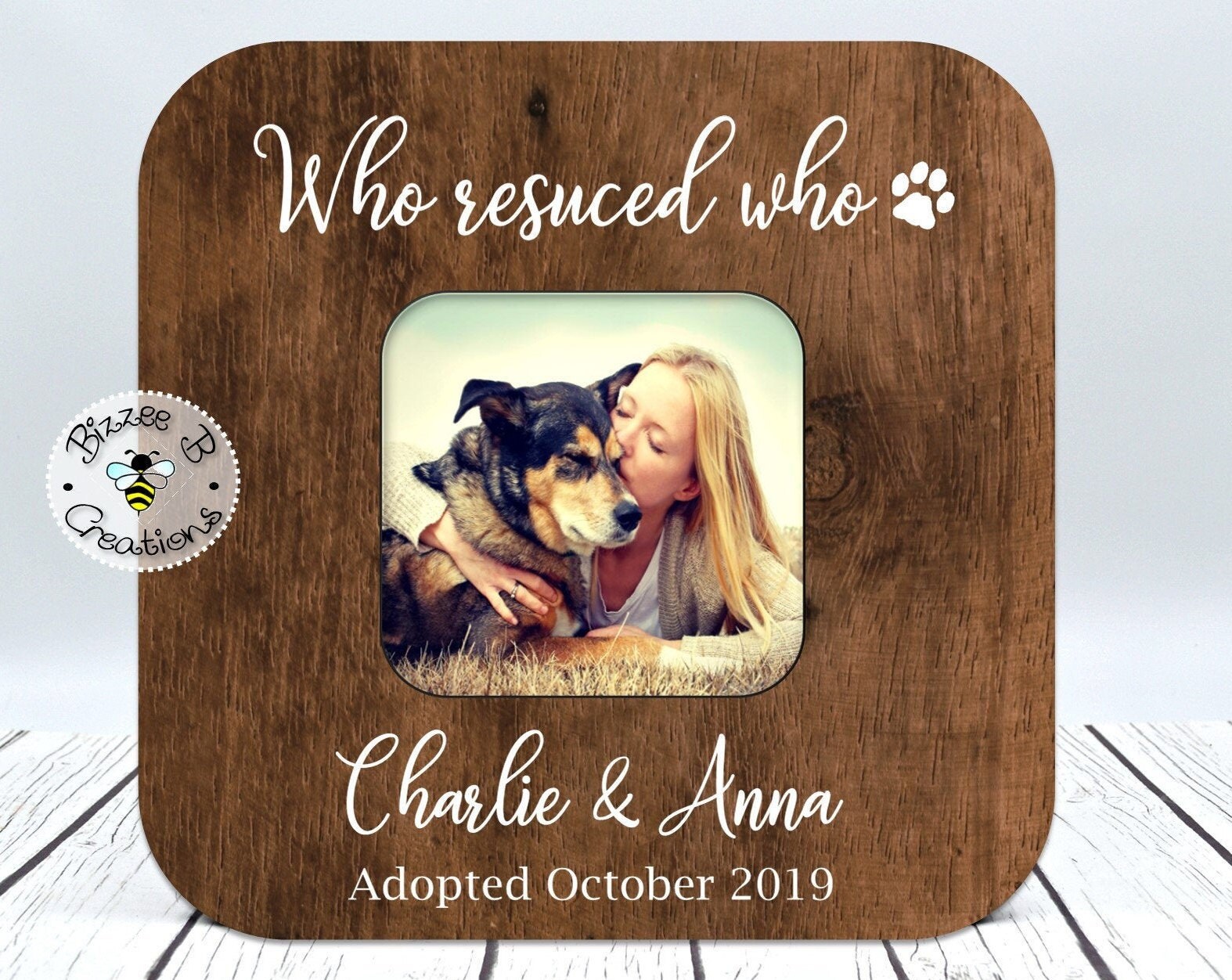 Dog Rescue Picture Frame Pet Adoption Gift Who Rescued Who | Etsy