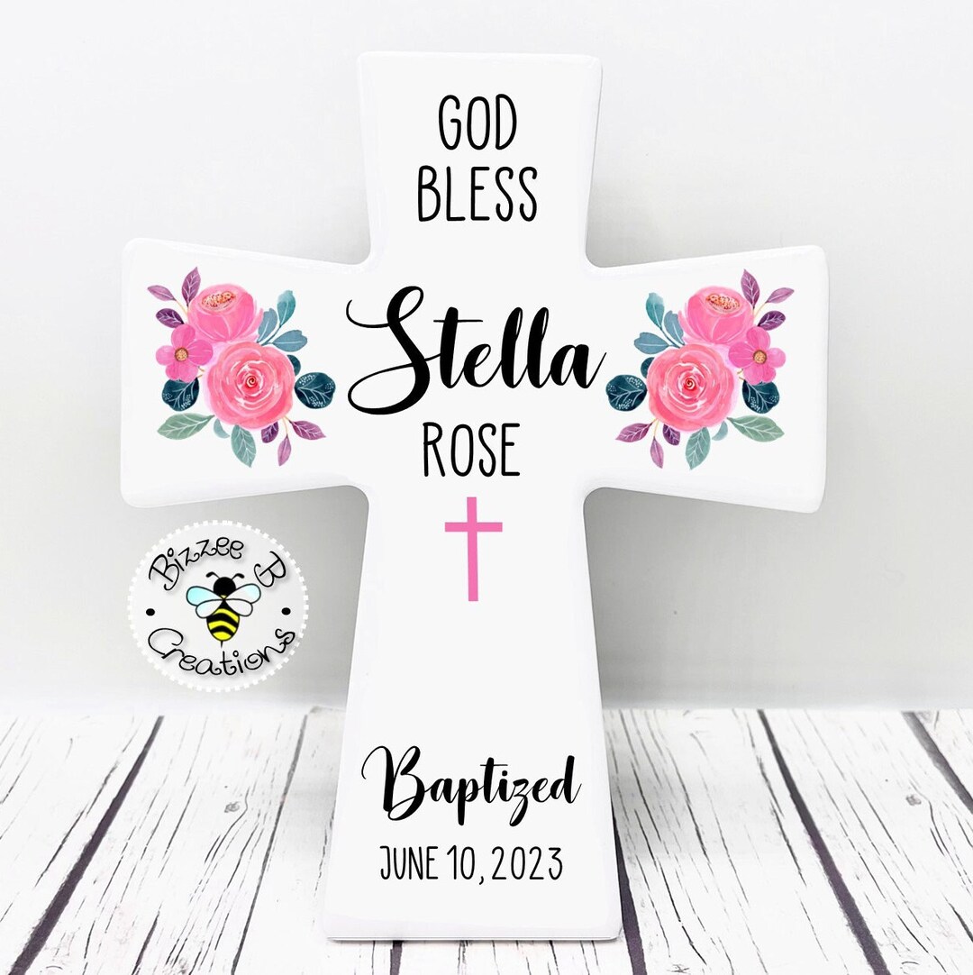Christening Gift for Girl, Personalized Cross Baptism Gift for Girl ...