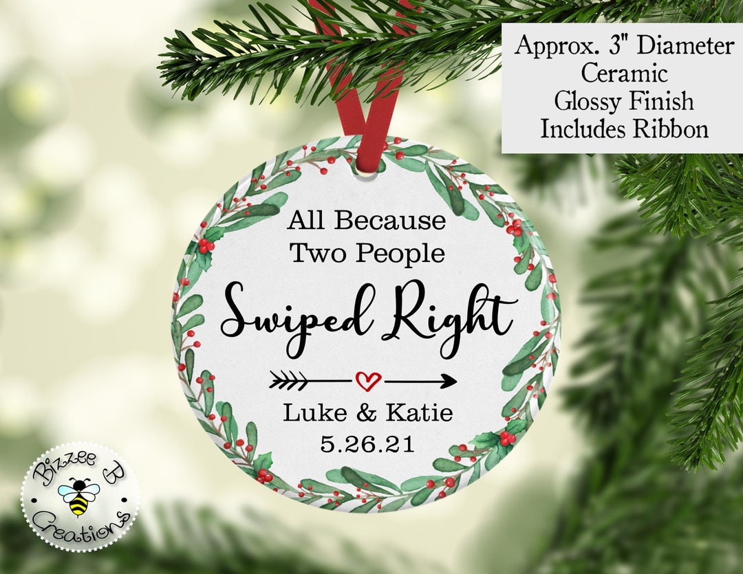 Swiped Right Ornament, Custom Couple Ornament, Personalized Boyfriend Ornament , Online Dating ...