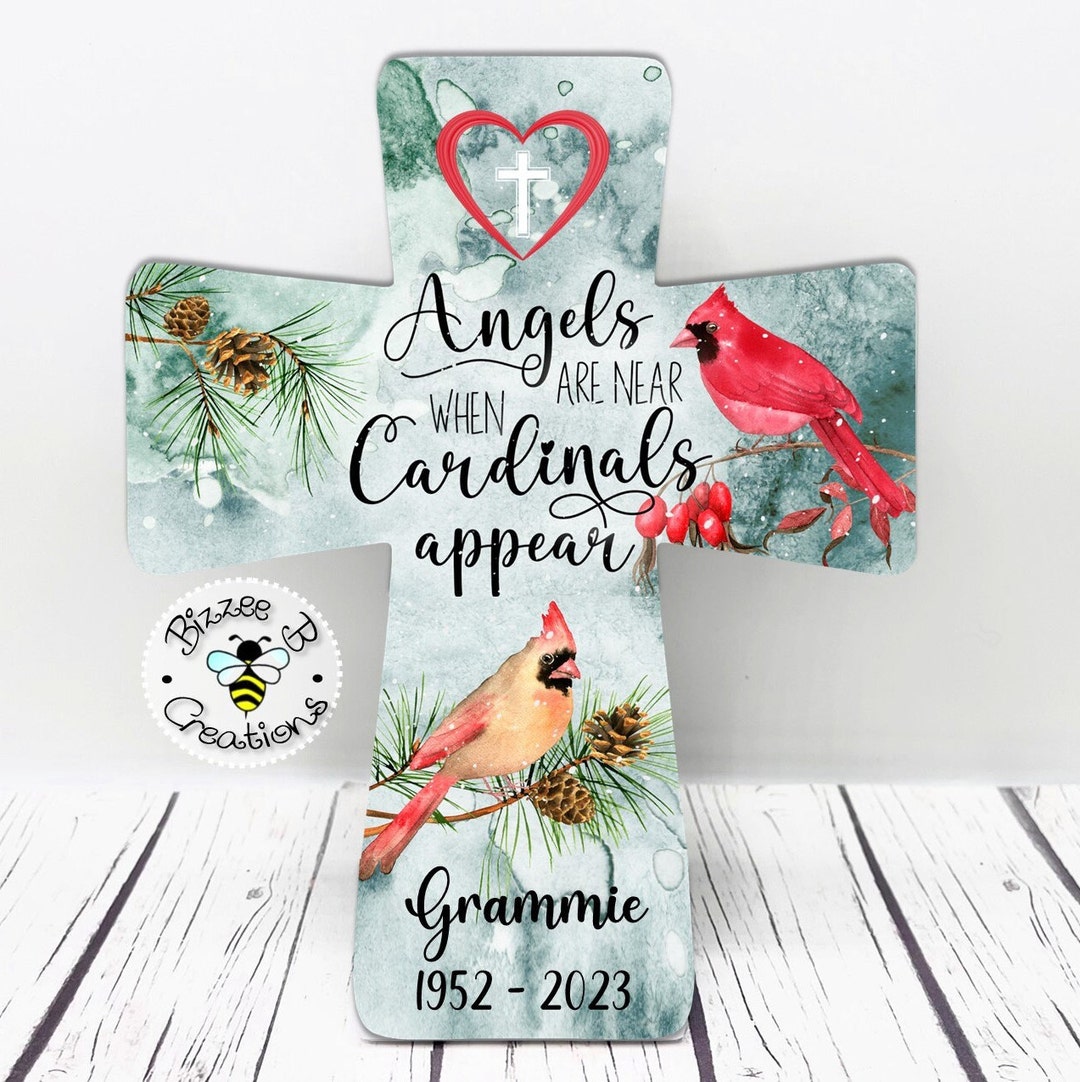 Cardinal Memorial Ceramic Cross, Red Cardinal Memorial Cross ...