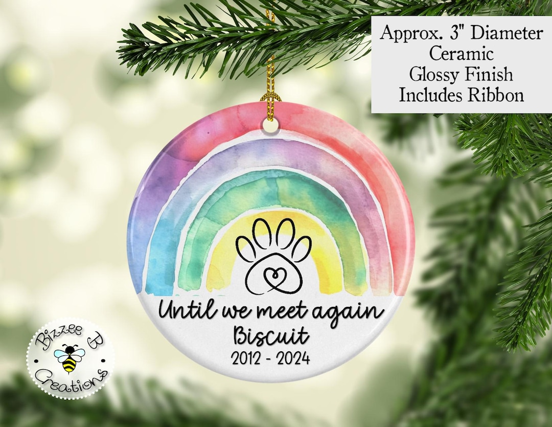 Dog Memorial Rainbow Bridge Christmas Ornament, Personalized Pet Loss ...