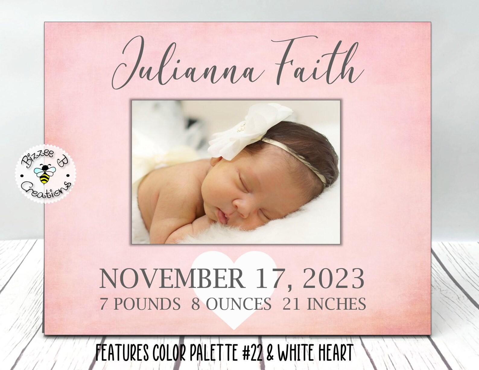 New Baby Birth Stats Picture Frame, Birth Details Picture Frame, Birth ...