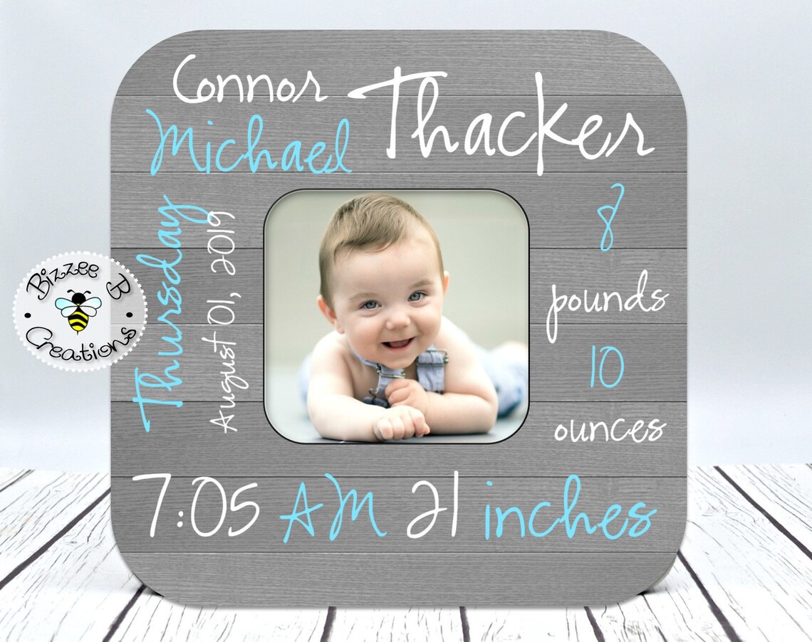 Baby Birth Announcement Picture Frame New Born Baby Gift New | Etsy