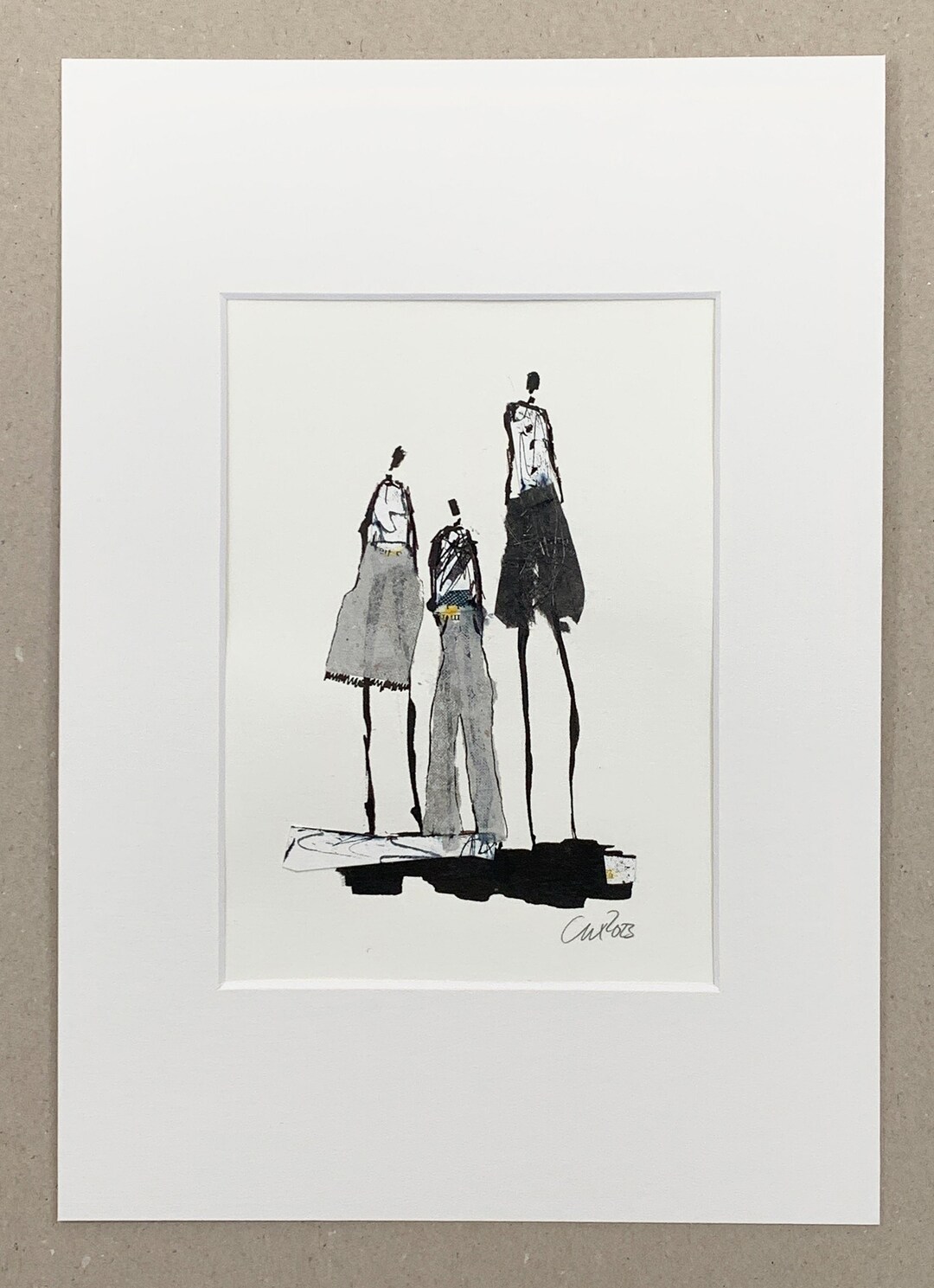 Minimalist Ink Drawing With Passepartout, Original, Minimalism, Black ...