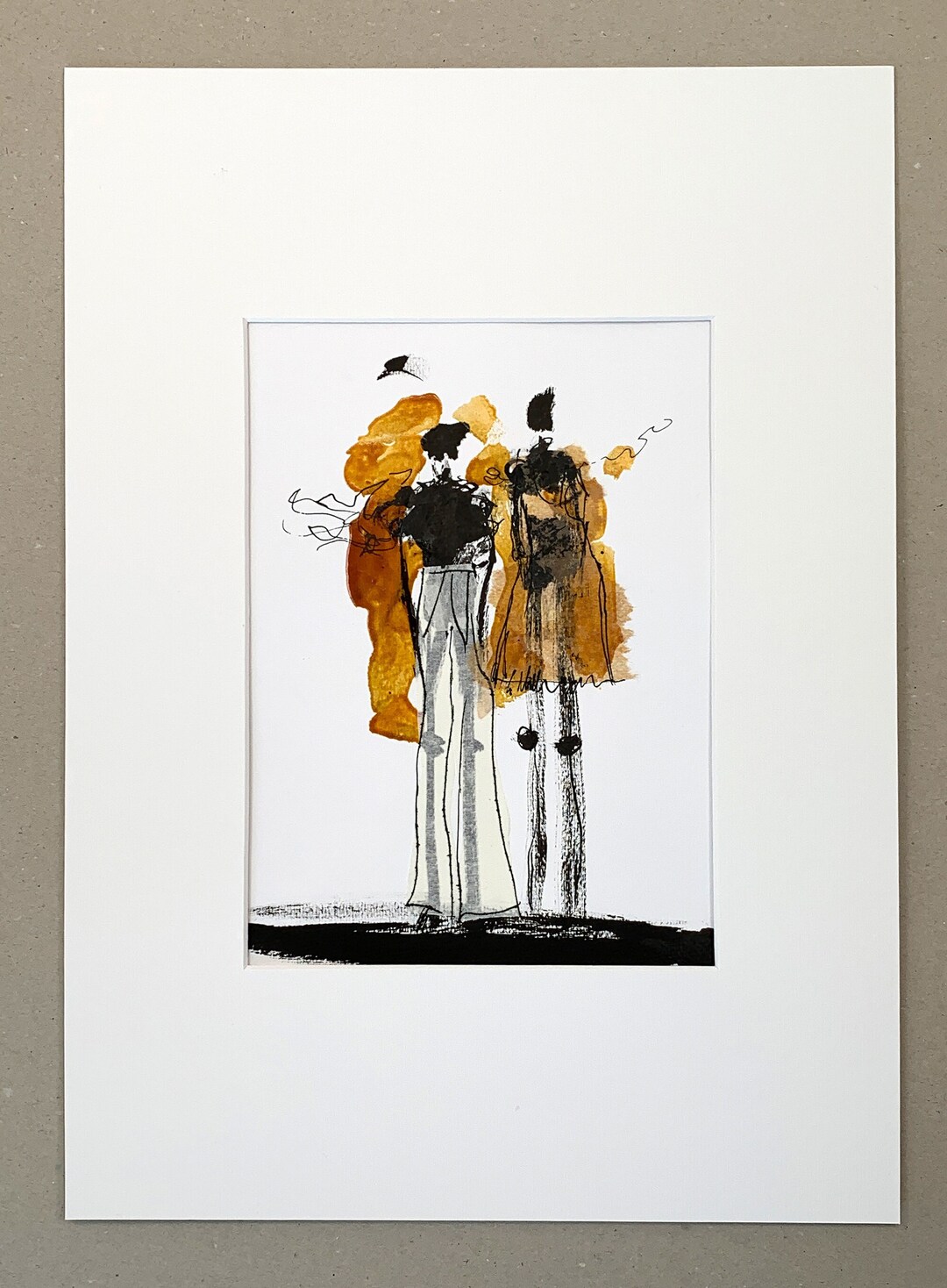Black Ink Drawing Including Passepartout 42/29.7 Cm din A3 16.5x11.7 ...