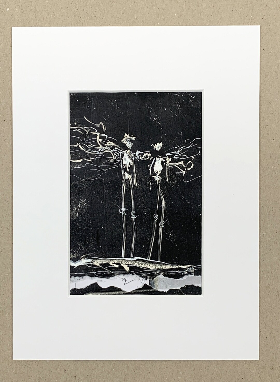 Monotype/drawing With Passepartout, Original, 24 X 18 Cm 9.5 X 7.1 Inch ...