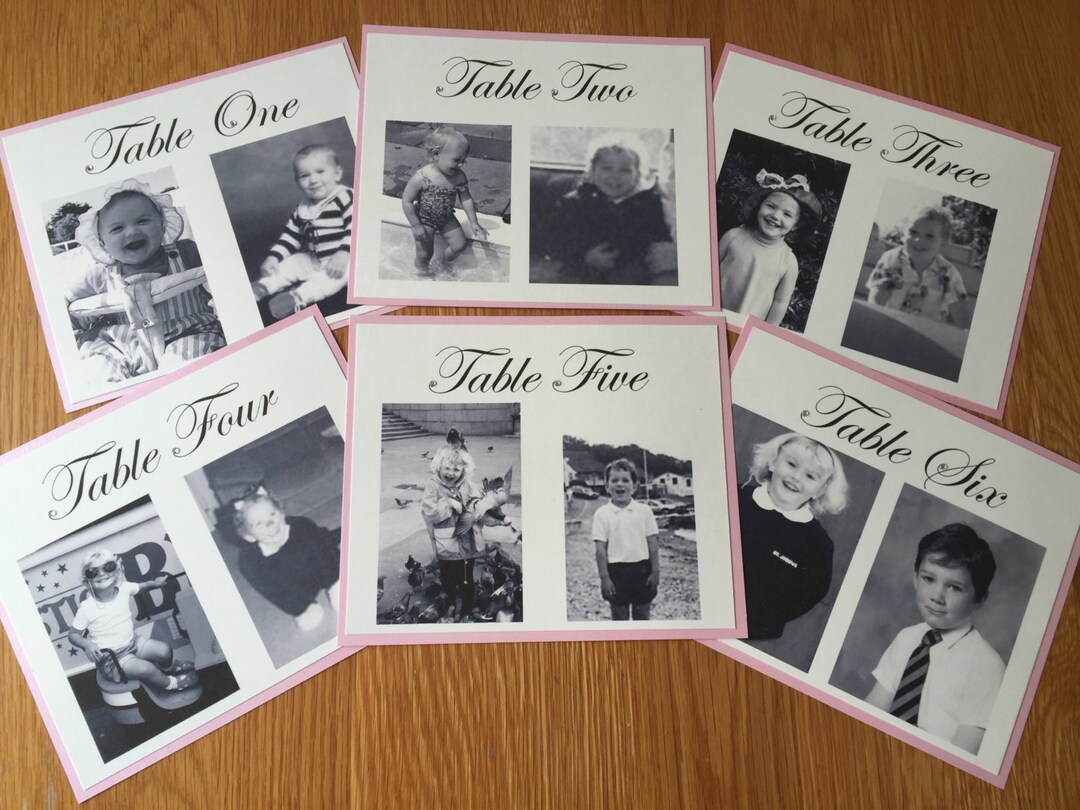 Photo Wedding Table Numbers, Age of Bride and Groom, Personalised Baby ...