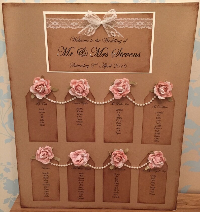 Wedding Table Plan Rustic Wedding Personalised Floral Table - Etsy UK