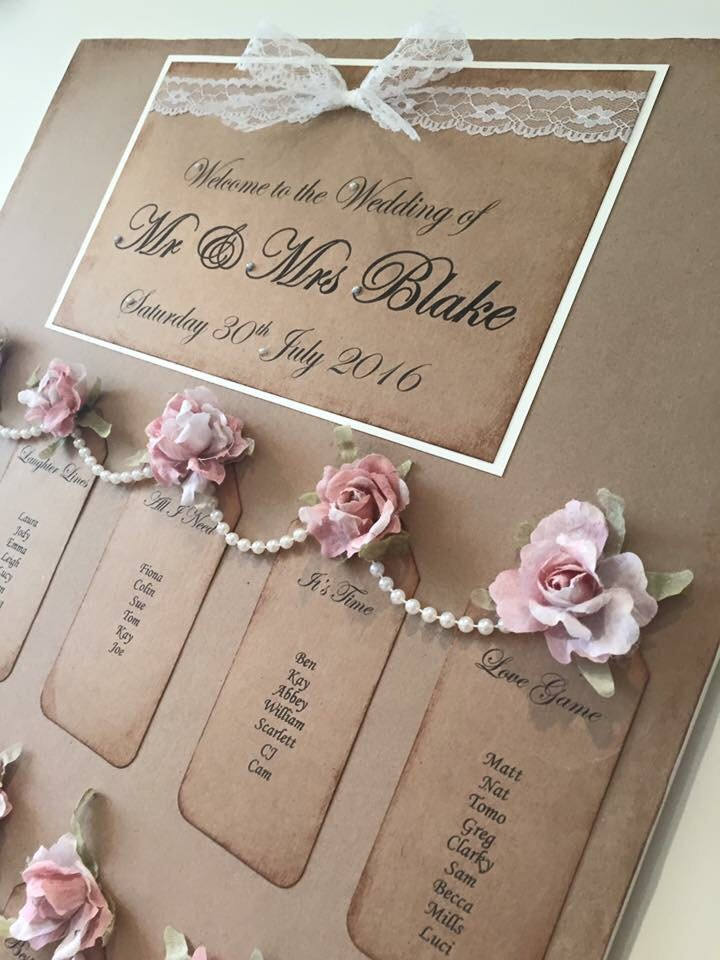 Wedding Table Plan Rustic Wedding Personalised Floral Table - Etsy UK