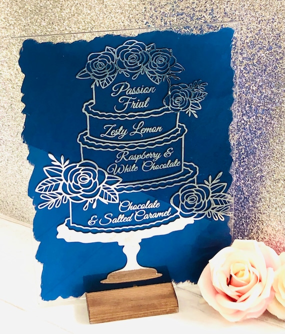 A4 Wedding Acrylic Cake Flavour Sign Cake Sign Wedding Decor | Etsy