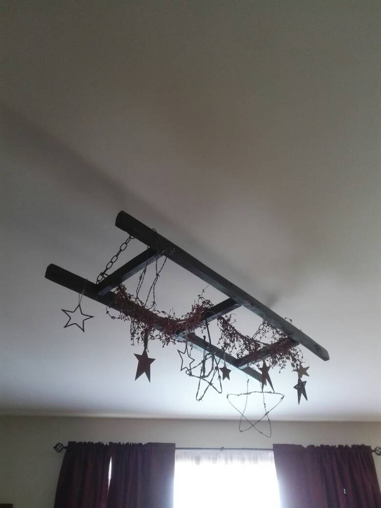 Handmade Leaning Ladder, Quilt Ladder, Ceiling Ladder hung by chain ...