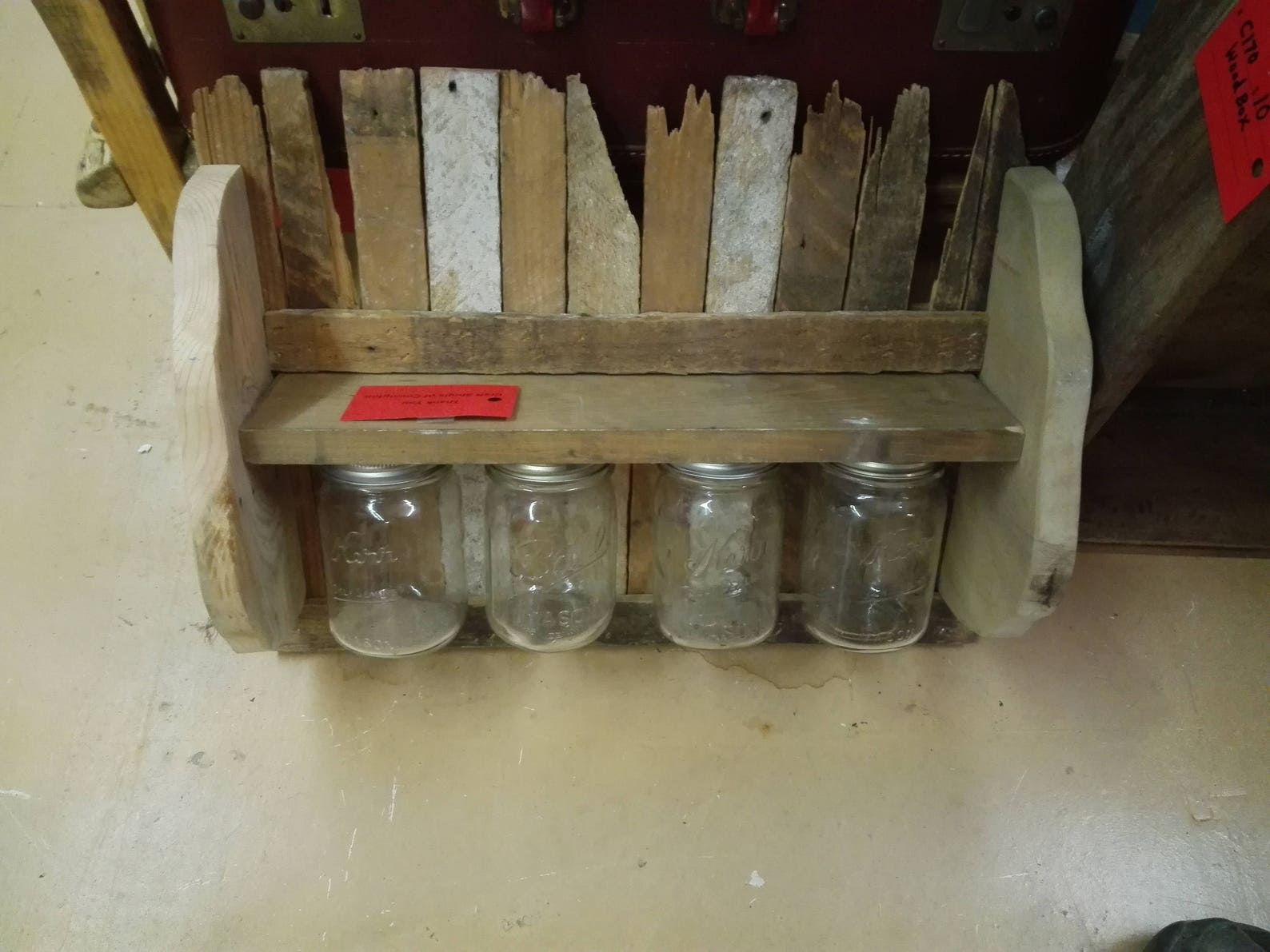 Handmade Rustic Four Mason Jar Shelf With Vintage Home Wall Slats ...