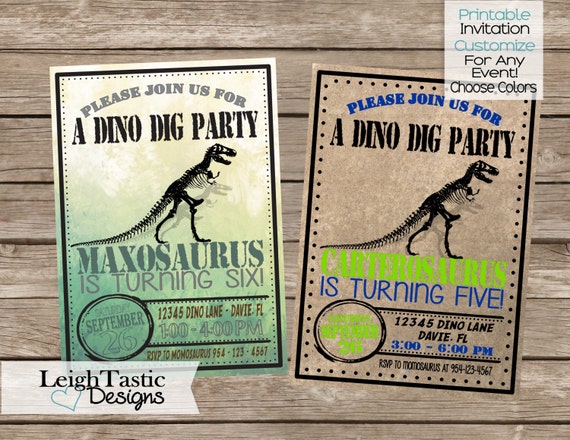 PRINTABLE DINOSAUR INVITATION Dino Dig Dinosaur Invite | Etsy