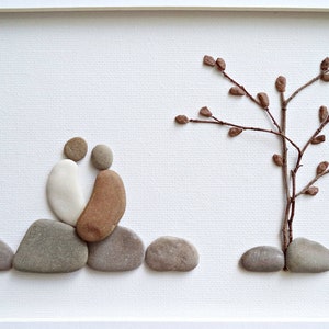 Pebble Art Couple, Wedding or Engagement Gift for Couple, Anniversary ...