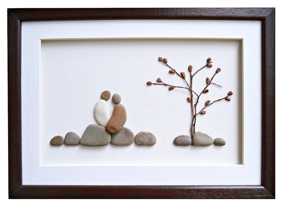 Pebble Art Couple, Wedding or Engagement Gift for Couple, Anniversary ...