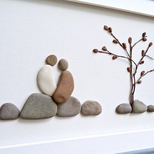 Pebble Art Couple, Wedding or Engagement Gift for Couple, Anniversary ...