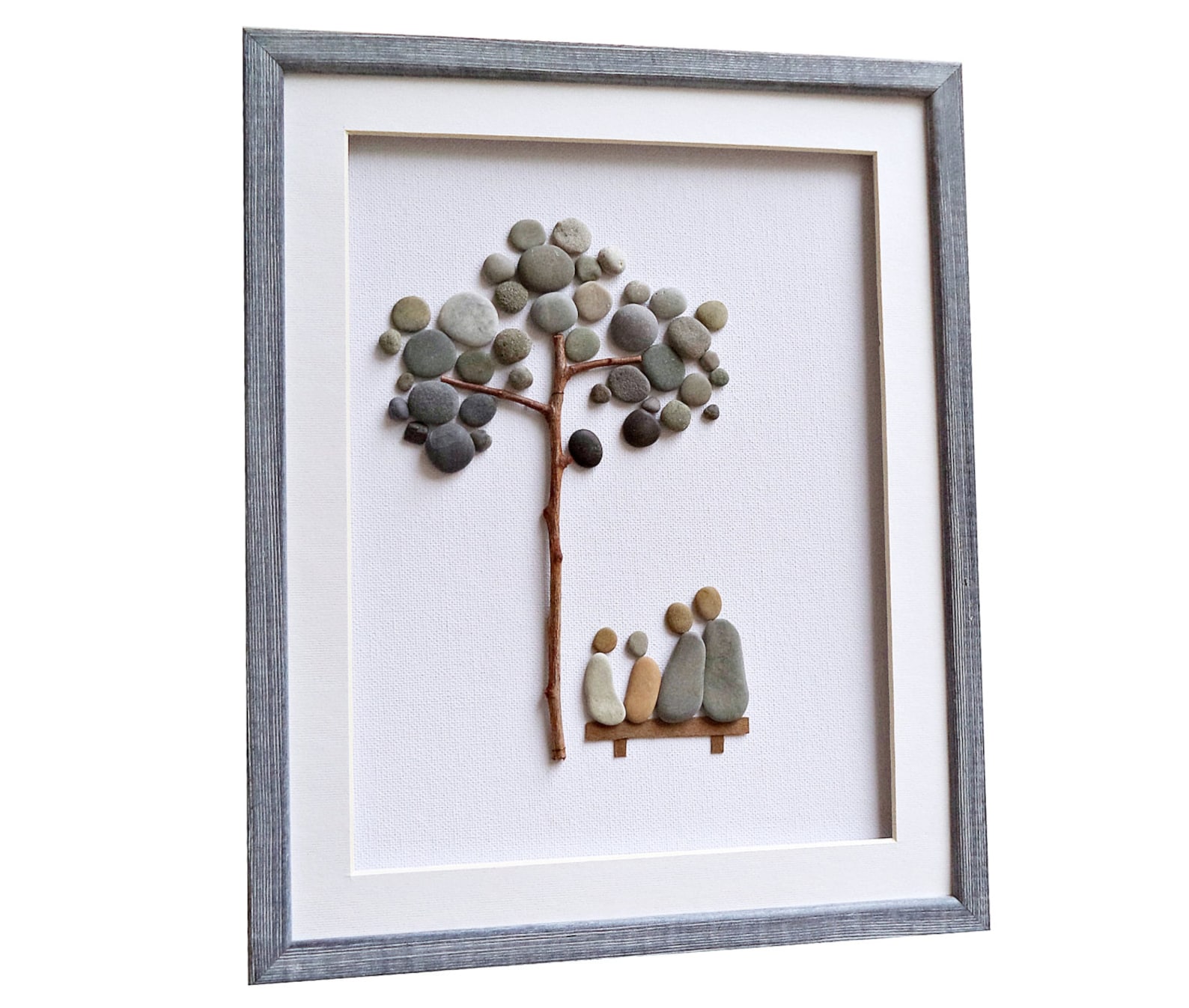 Pebble Art Family of Four, Custom Family Portrait, Stone Art Family of ...