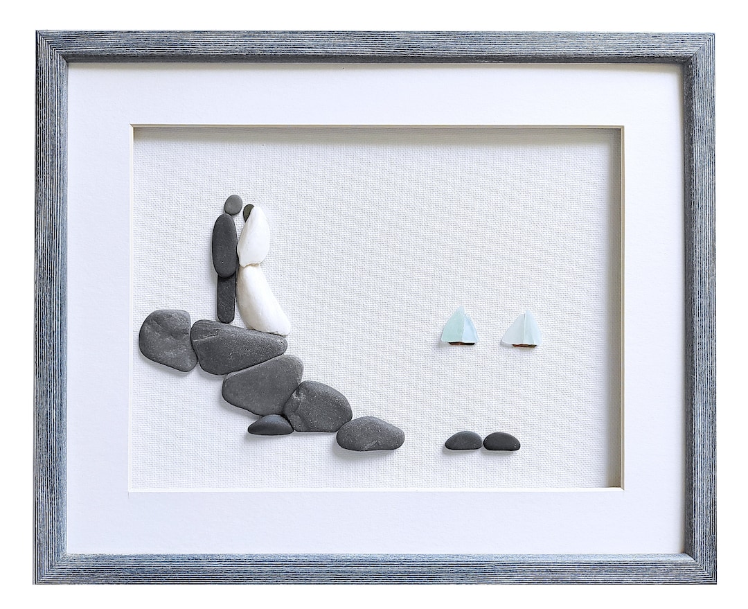 Wedding Gift for Couple, Pebble Art Beach Wedding, Nautical Theme ...