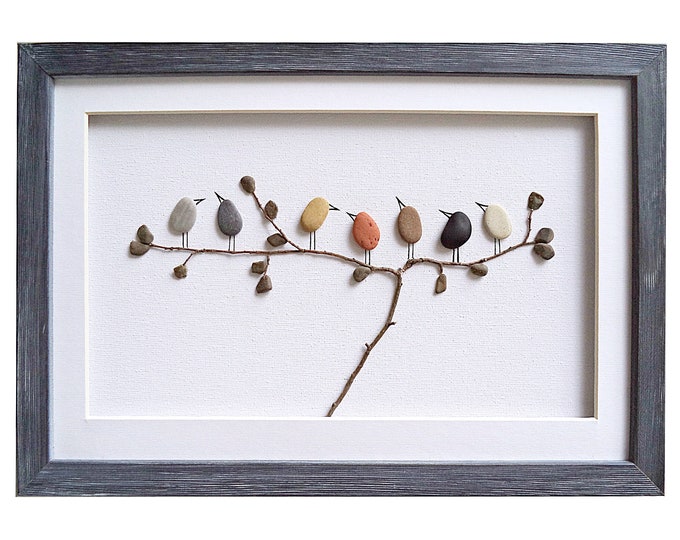 Birds Wall Art, Pebble Art Birds, Nursery Decor, Rustic Home Decor, New ...