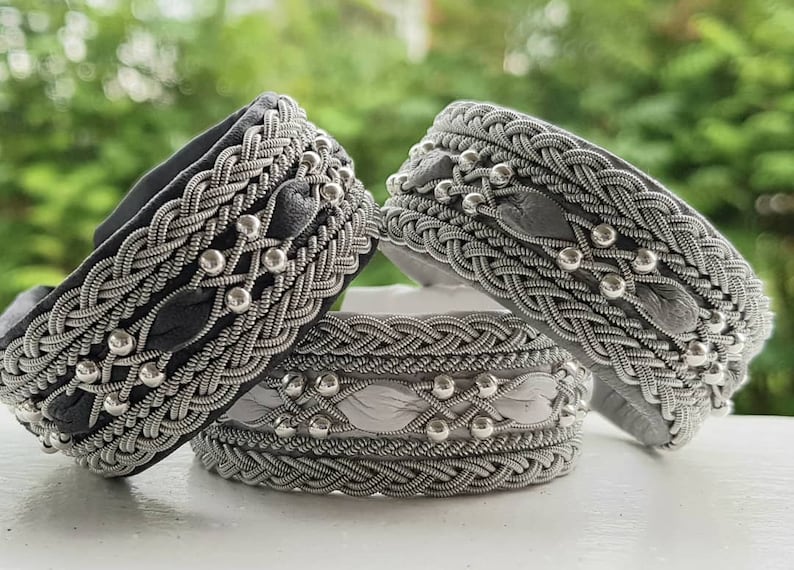 Swedish Sami Bracelet of pewter thread with 4 % silver and | Etsy