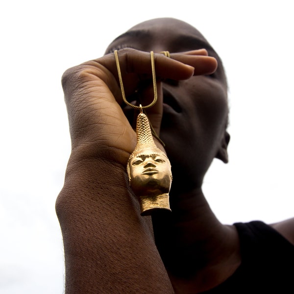 Iyoba Idia Mask Oversize Bronze Pendent - Etsy
