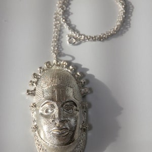 Iyoba Idia Mask Oversize Sterling Silver (hallmarked) Pendent - Etsy