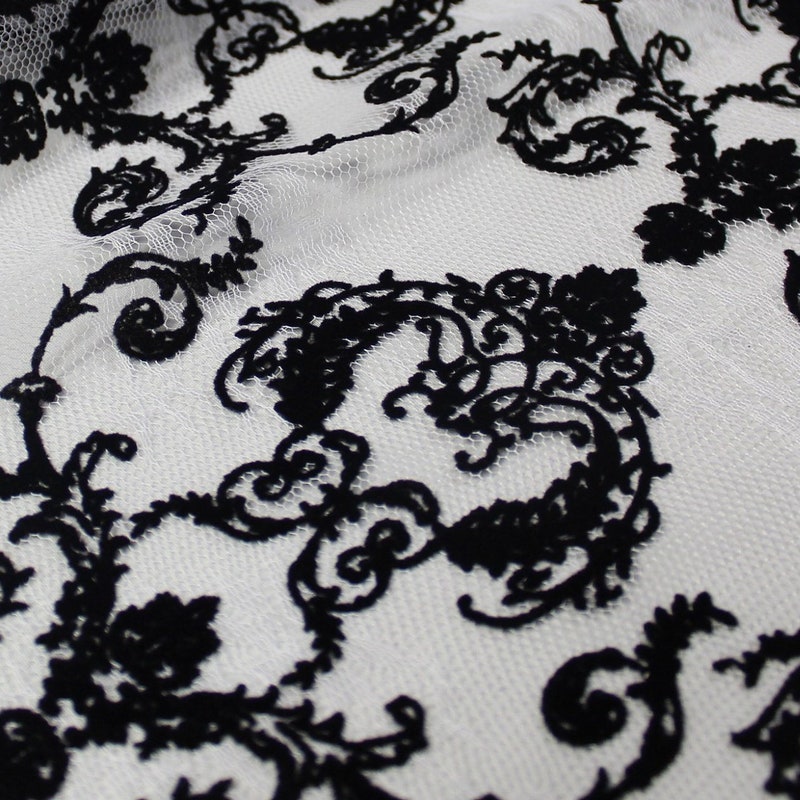 Black Lace Print Fabric - Etsy