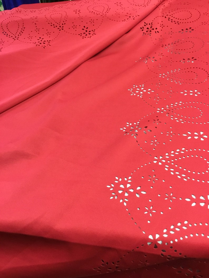 Laser-cut Scuba Knit Neoprene RED Fabric With a Border Scuba - Etsy