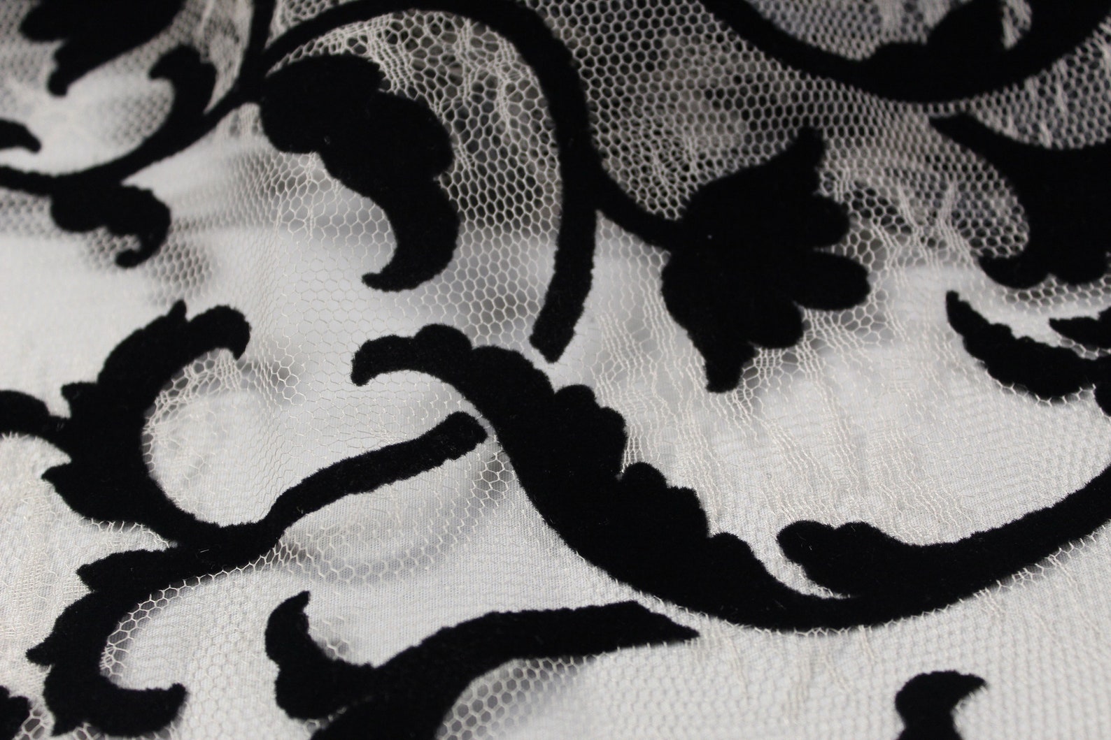 Flock Lace Velvet Flowers Fabric | Etsy