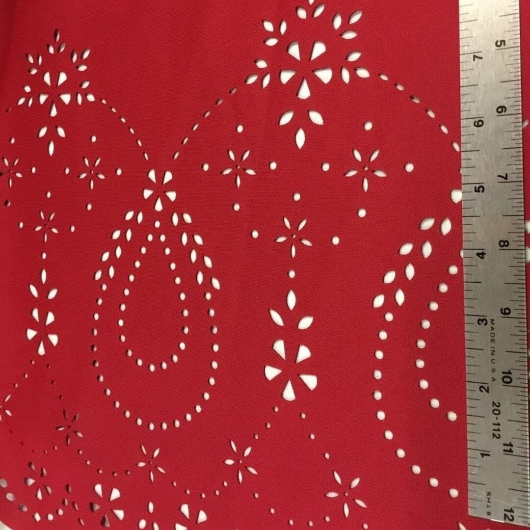 Laser-cut Scuba Knit Neoprene RED Fabric With a Border - Scuba Fabric ...