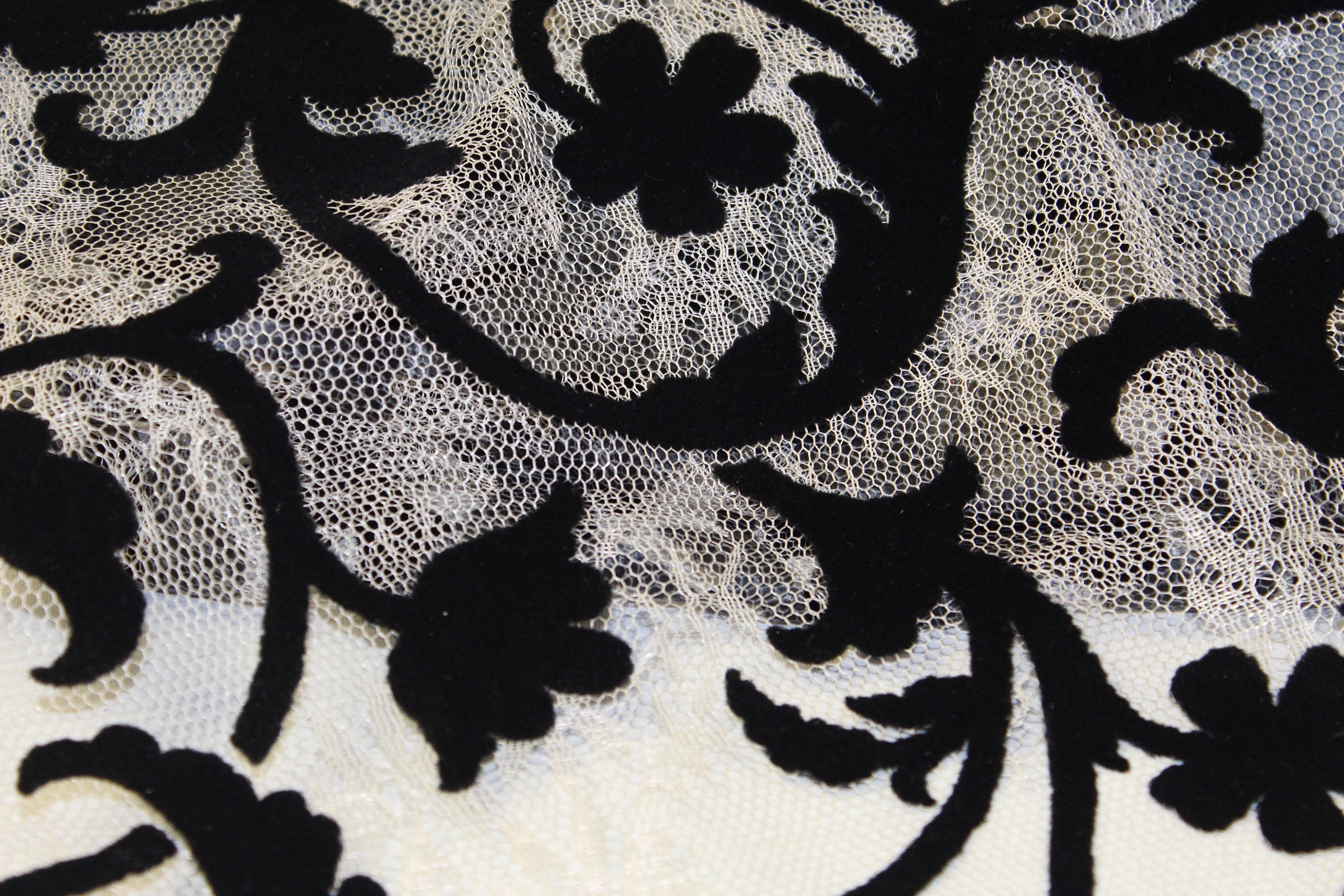 Flock Lace Velvet Flowers Fabric | Etsy