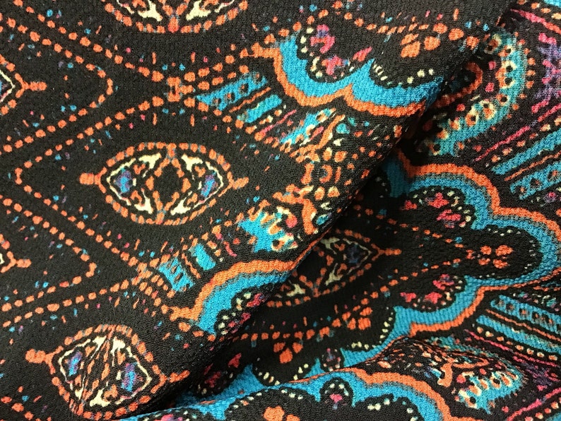 Georgette Fabric by the Yard Multi-color Geometric Print on - Etsy