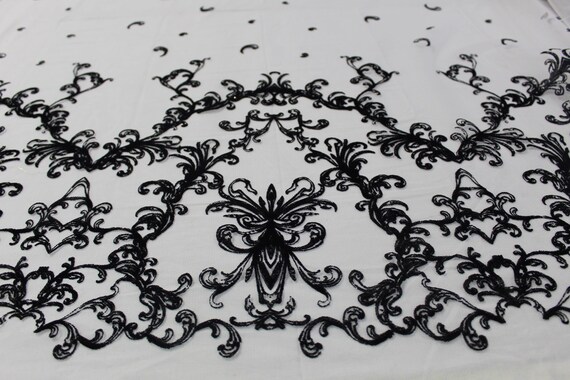 Flock Lace Velvet Flowers Fabric-border Print | Etsy