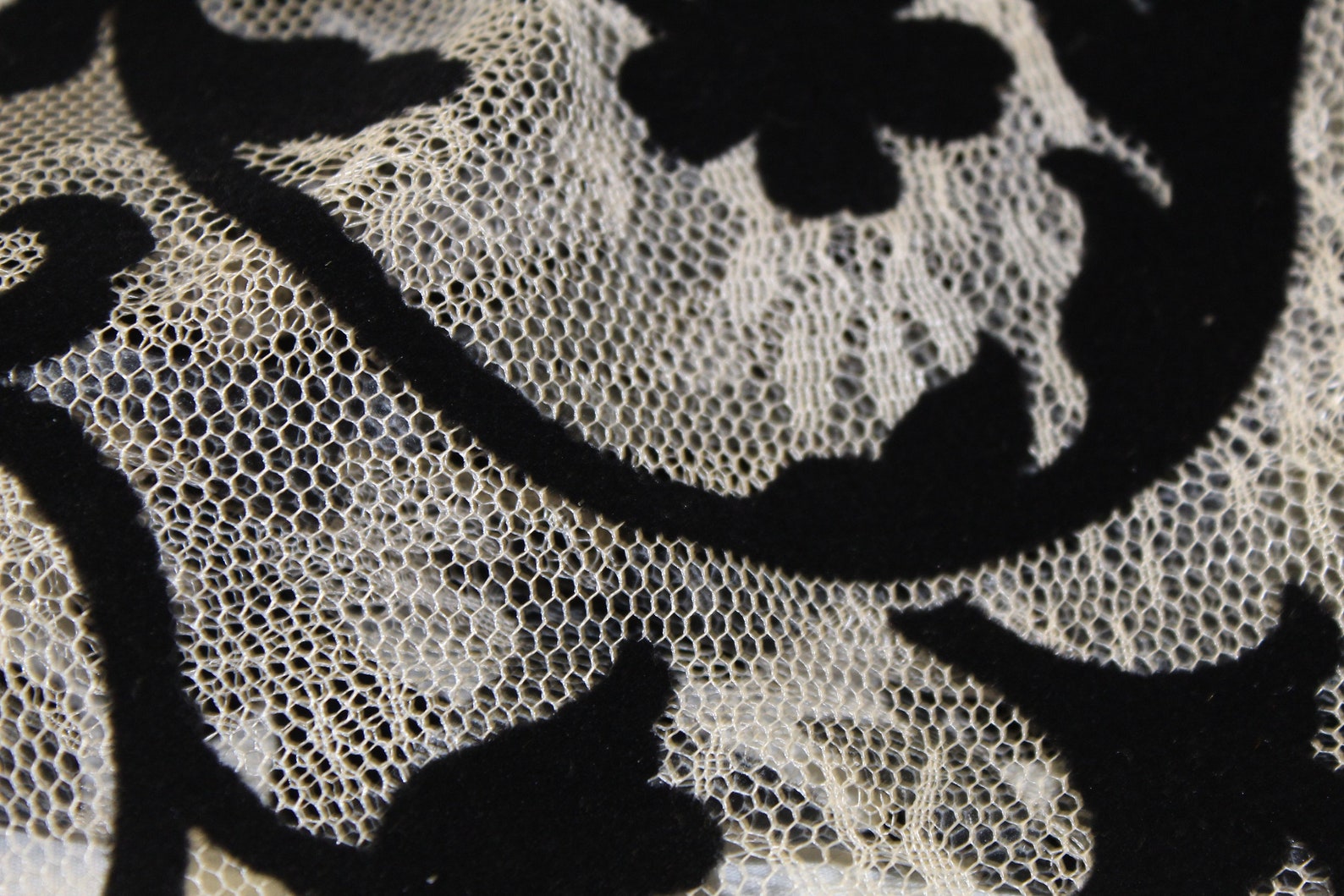 Flock Lace Velvet Flowers Fabric | Etsy
