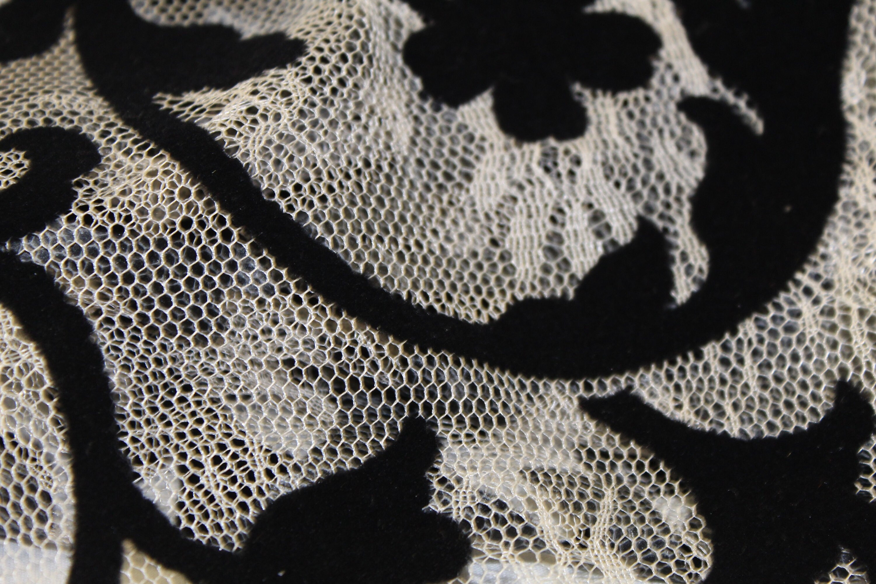 Flock Lace Velvet Flowers Fabric | Etsy