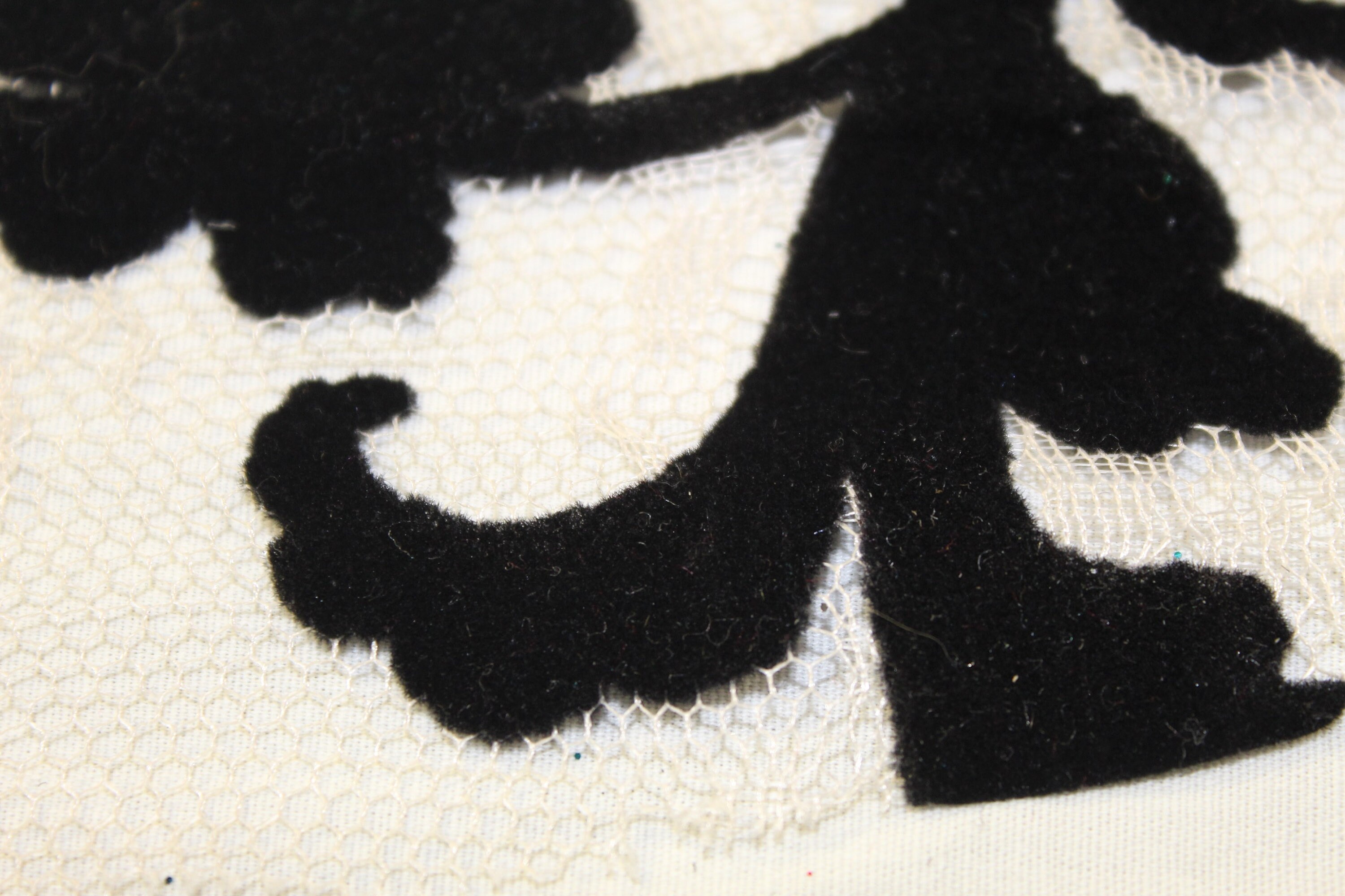 Flock Lace Velvet Flowers Fabric | Etsy