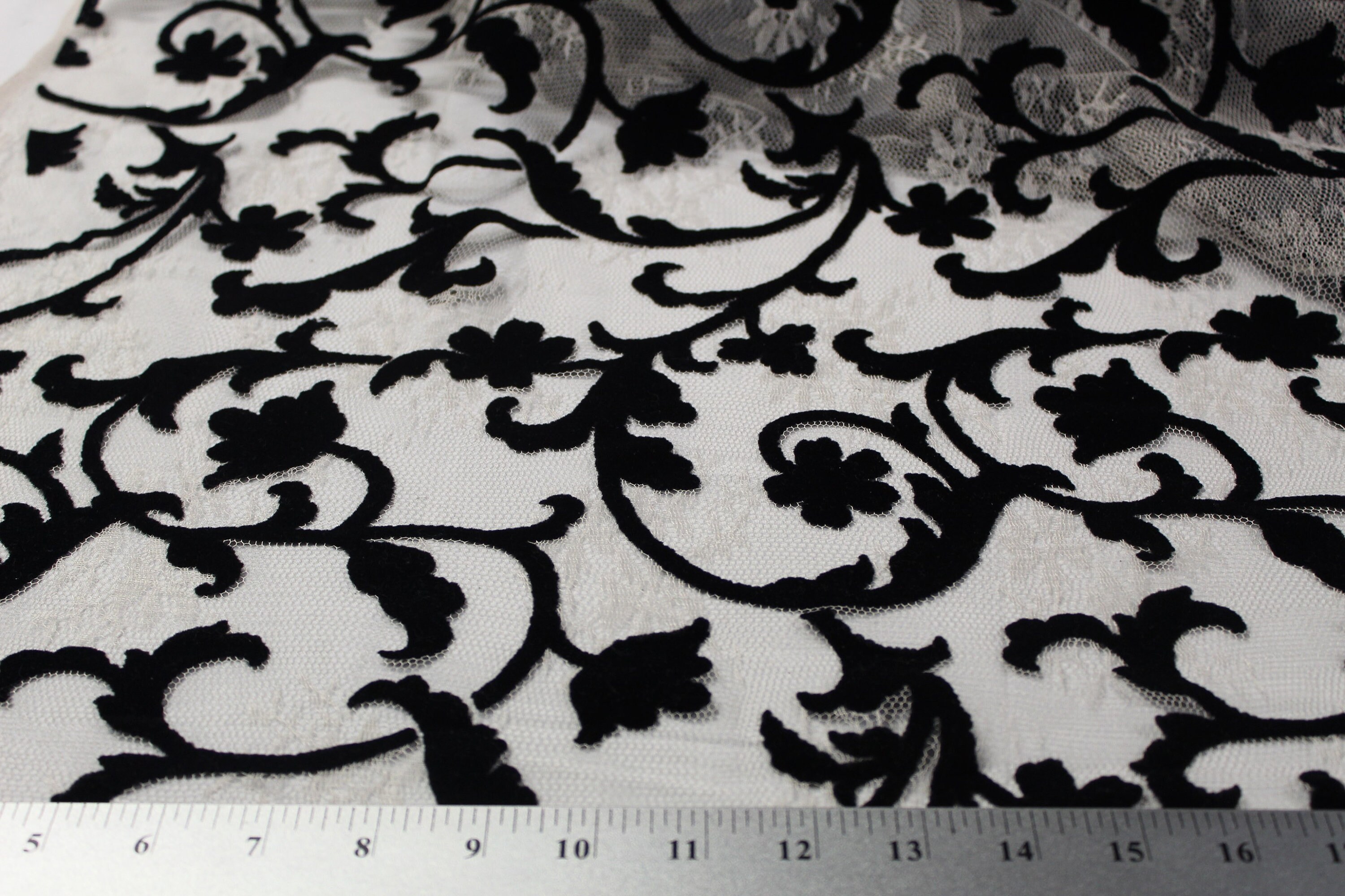 Flock Lace Velvet Flowers Fabric | Etsy