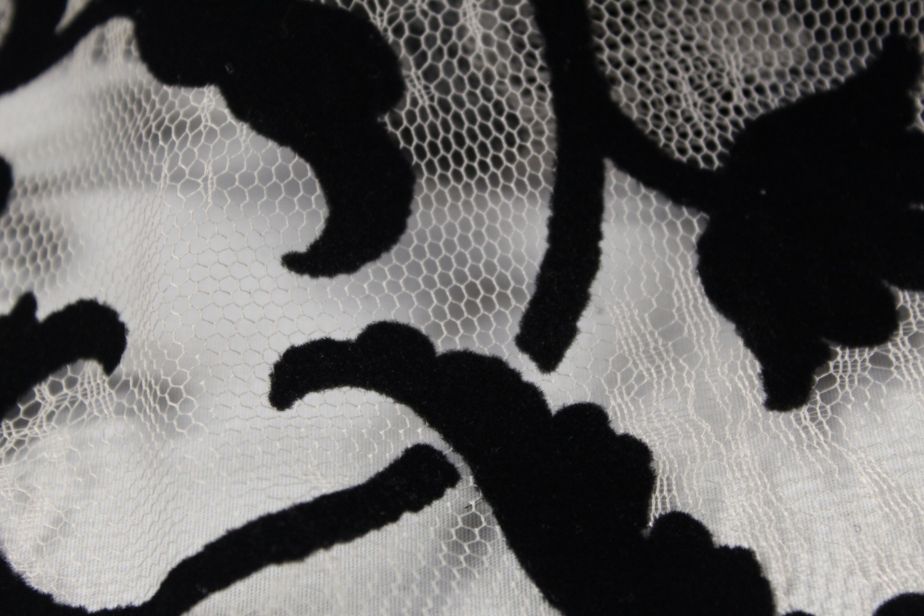 Flock Lace Velvet Flowers Fabric | Etsy