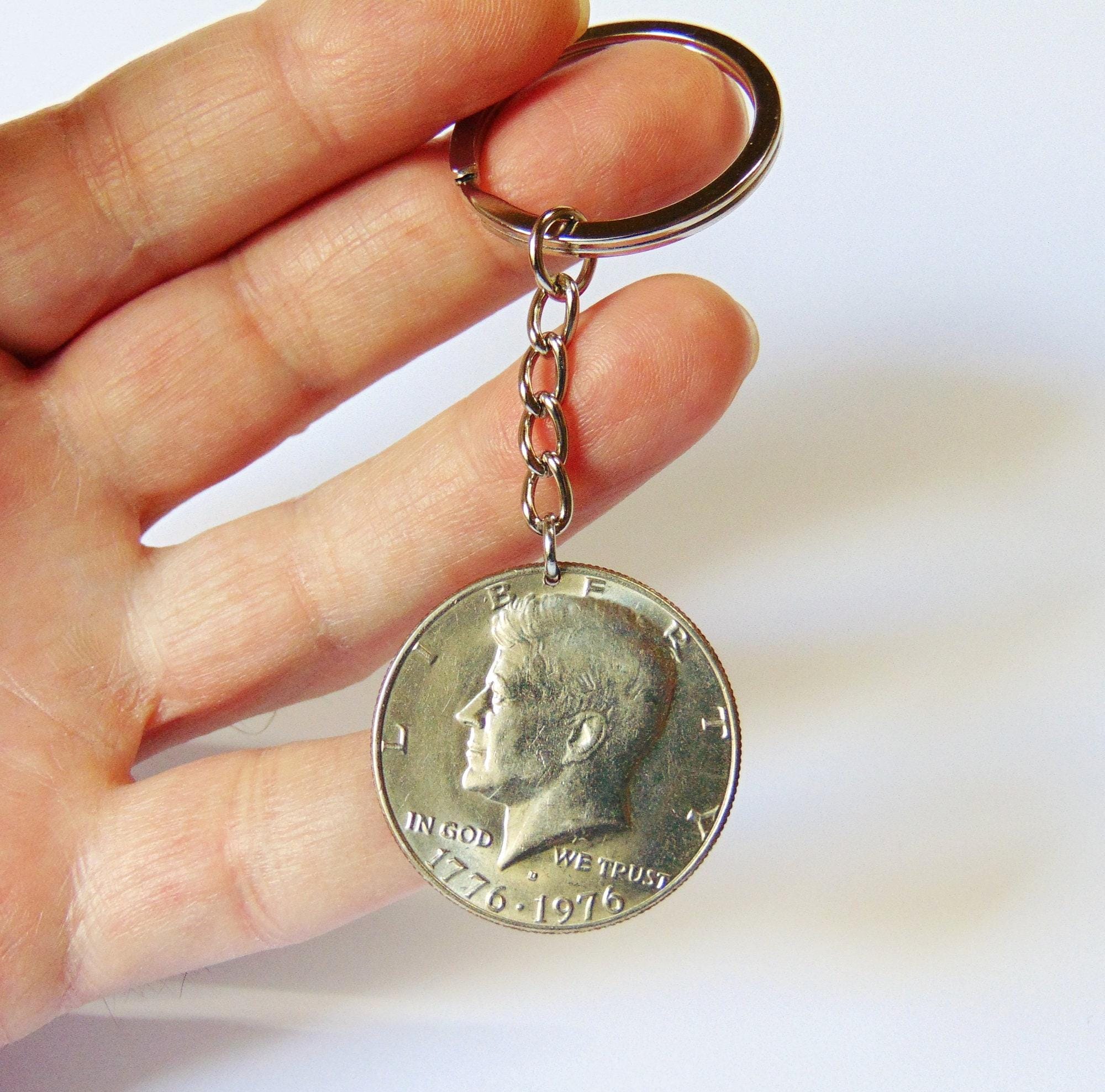Kennedy Coin Keychain - 1776-1976 Half Dollar Commemorative Coin USA ...