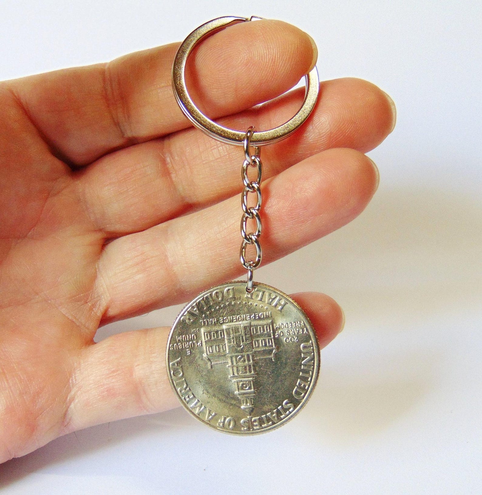 Kennedy Coin Keychain - 1776-1976 Half Dollar Commemorative Coin USA ...