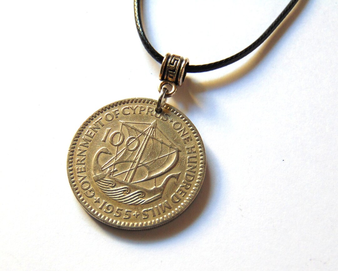 Cyprus Coin Necklace - 1955 One Hundred Mils Coin From Cyprus – Ancient ...