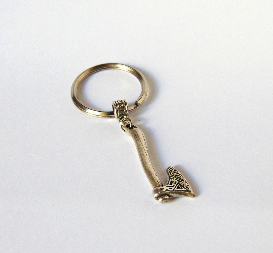 Viking Axe Keyring - Viking Norse Keychain - Silver Axe Pendant ...