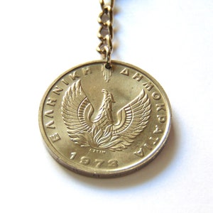 Athena Coin Keychain - 1973 Twenty Drachma Coin Greece – Goddess Athena ...