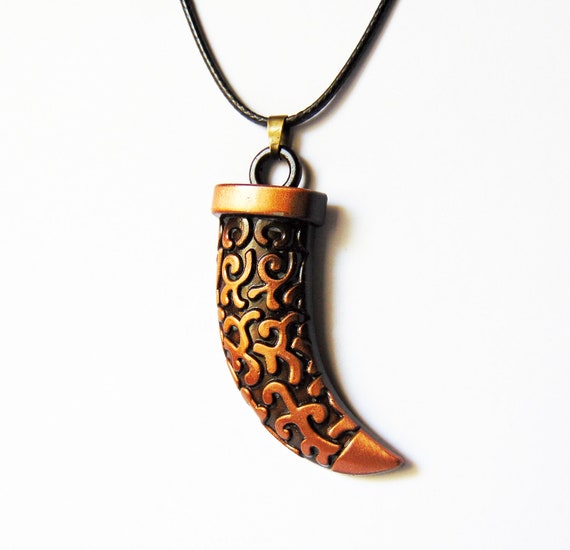 Tiger Tooth Pendant Necklace Antique Copper Pendant 4.5 X - Etsy